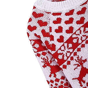 ZAFUL Women's Christmas Reindeer Xmas Snowflake Patterns Knitted Sweater Long Sleeve Elk Floral Printed Pullover White