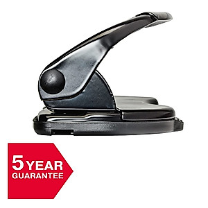 Rexel V412 4 Hole Punch, 12 Sheet Capacity, Adjustable Guide Bar, Metal, Black, 8309