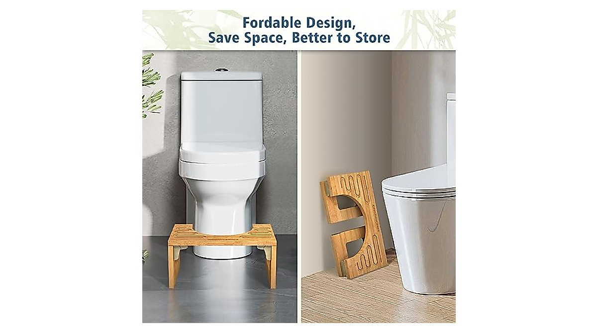 Adjustable Bamboo Squat Stool - Foldable for Better Colon Health