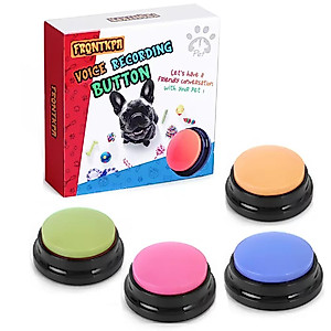 4 Color Voice Recording Button, Dog Buttons for Communication Pet Training Buzzer, 30 Second Record & Playback, Funny Gift for Study Office Home (Purple, Green, Yellow, Pink)
