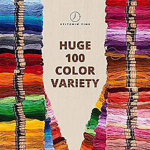 Embroidery Kit for Kids and Adults - Complete 160-piece Crossstitching Kits for Beginners - Fun Interactive Embroidery Family Kit with 100 Embroidery Thread Colors, Pendant Hoops and Tool Bag