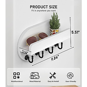 buways Key Holder Wall Mount,Key Holder for Wall Decorative Key and Mail Holder with Shelf,Modern Key Hooks for Home Wall Decor for Apartment Office Entryway Front Door Living Room (White