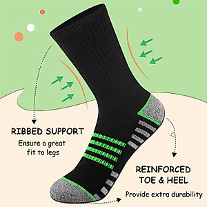 Comfoex Boys Crew Socks For Kids 4-6 6-8 8-10 Years Old Athletic Long Socks With Cushioned Sole 6 Pairs