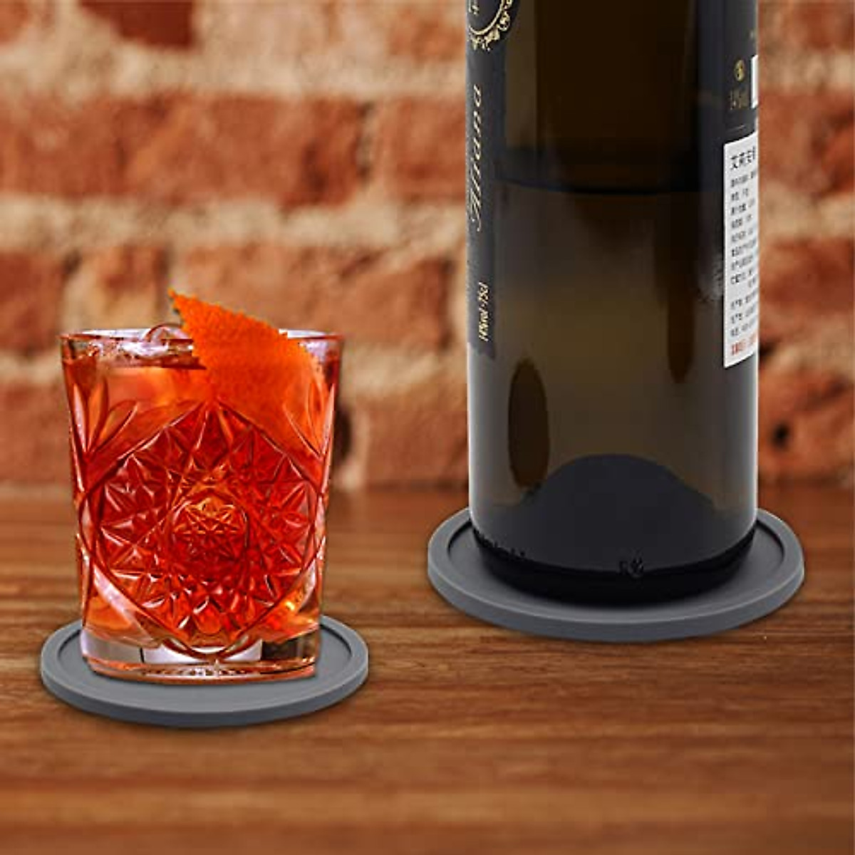 Silicone Drink Coasters by Cilnizriy, Heat Resistant, Soft Coaster for Tabletope Protection, Furniture from Damage (Grey, 6)