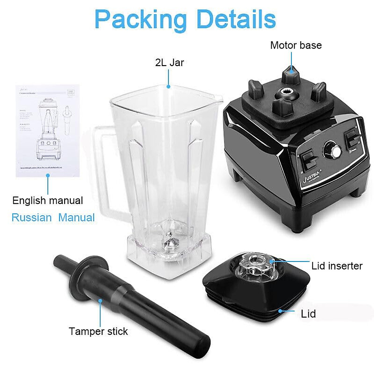 Xuthusman 3HP 2 Liter Blender Professional Milkshake Fresh Juice Blender Heavy Duty Commercial Power Blender Smoothie Mixer 2200W Kitchen Juicer (Red)