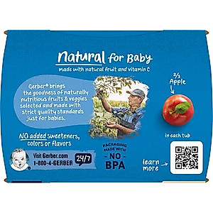 Gerber Baby Food Apple, 4 Oz, 2 Ct Tubs