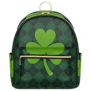 St. Patrick's Day Mini Backpack Purse for Women Shamrocks Clovers Paid Small PU Leather Designer Ladies Shoulder Bag Travel Fashion Daypack