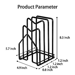 Cutting Board Rack Holder Chopping Board Organizer Stand Kitchen Pot Pan Lids Rack Organizer Flat Steel 4.92”x5.72”x8.46” (Black)