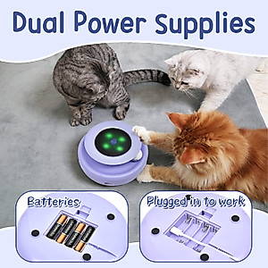 ORSDA Cat Toys, 2-in-1 Interactive Cat Toys for Indoor Cats, Automatic Cat Toy Balls, Mice Toys Ambush Feather Kitten Toys with 7pcs Attachments, Dual Power Supplies, Adjustable Speed, Auto On/Off