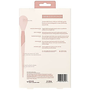 EcoTools Luxe Natural Elegance Professional Face Makeup & Foundation Brush Set, Premium Brush Kit For Face, Cheek, & Eye Makeup, Synthetic Makeup Brushes, Vegan & Cruelty-Free, 5 Piece Set