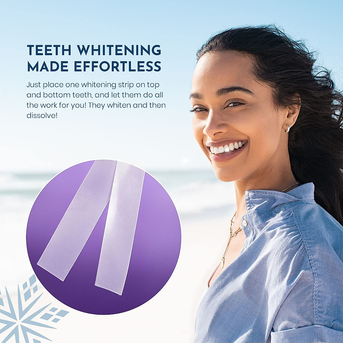 Snow The Magic Strips - Safe for Enamel Dissolving Teeth Whitening Strips - Mess-Free Portable Teeth Whitener for Oral Care with Lavender & Mint Flavor, Whitening Strips for Teeth, 1 Pack of 28 Strips