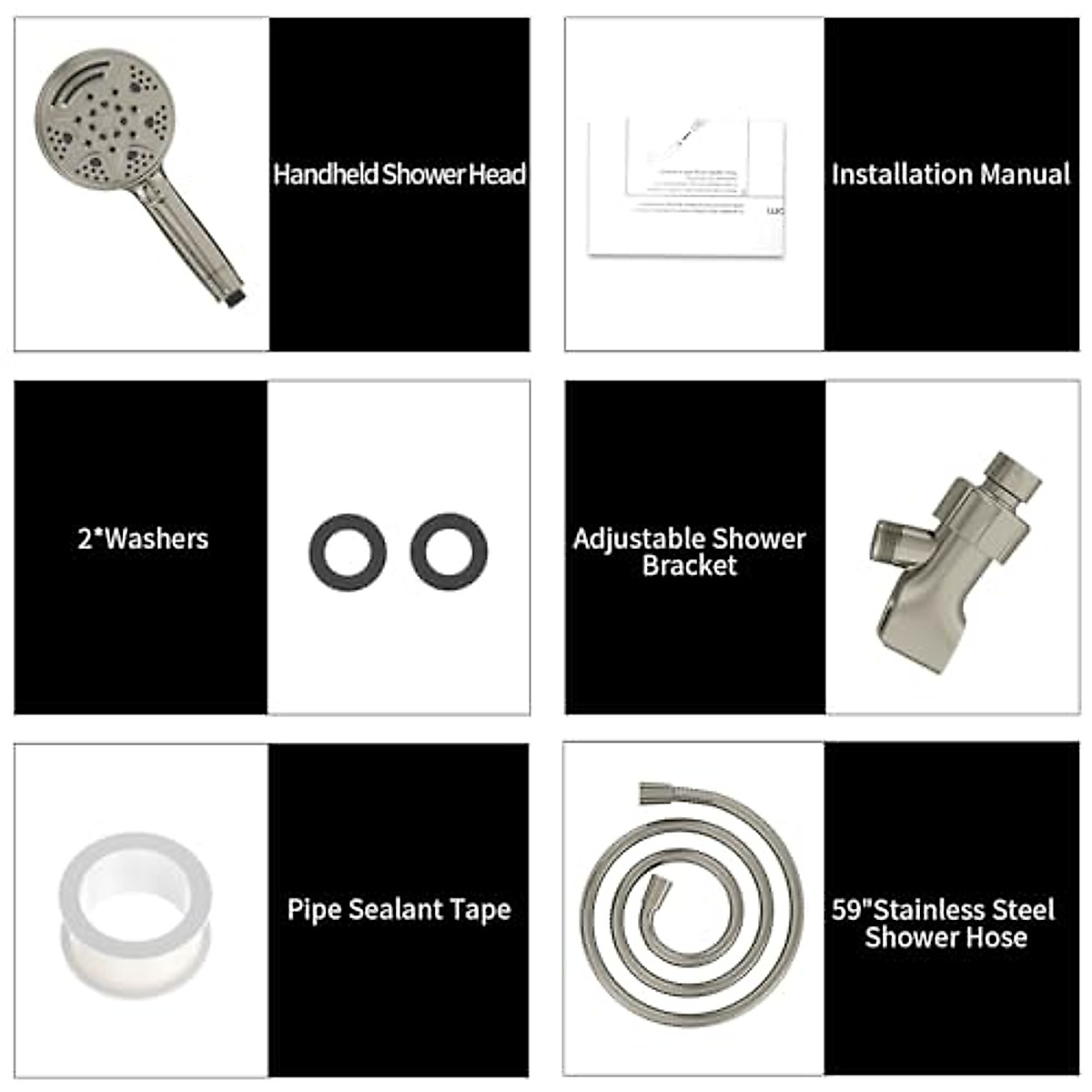 VANTENCY Shower Head with Handheld,9 Function Settings with Power Jet Wash Modes High Pressure Shower Heads,59" Stainless Hose and Adjustable Bracket (Brushed Nickel)