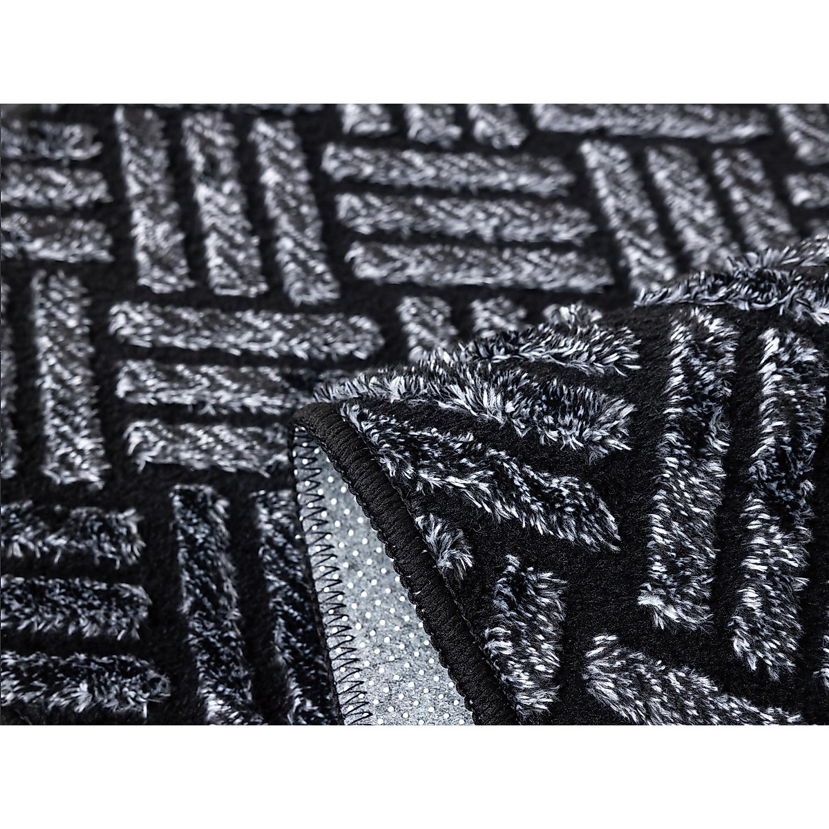 KORBLISS Ultra-Soft Microfiber Non-Slip 6x9 Area Rug, Luxurious Machine Washable Carpet for Bedrooms, Living Rooms, and Kids' Rooms, Jacquard Black