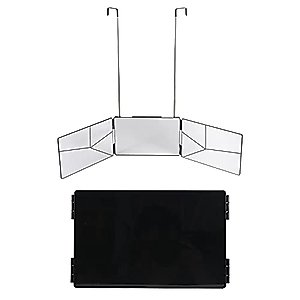 Evuioas 3 Way Mirror,360° Mirror for Self Hair Cutting,Makeup,Hair Styling and Coloring, with Height Adjustable Telescoping Hooks,Hangable On Wall Or Tabletop Cosmetic & Makeup Mirror