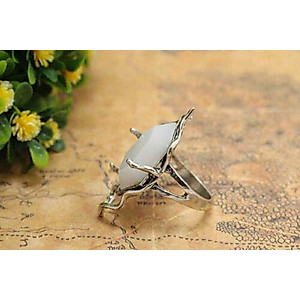 The Hobbit Thranduil ring white stone ring Mirkwood elf King ring LOTR ring (7)