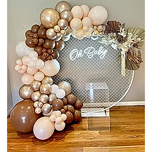 126PCS Boho Brown Dusty Rose Pink Nude Ivory White Baby Shower Balloons Balloon Garland Arch Kit, Teddy Bear Jungle Safari Baby Shower Birthday Party Decorations Supplies for Boy Girl