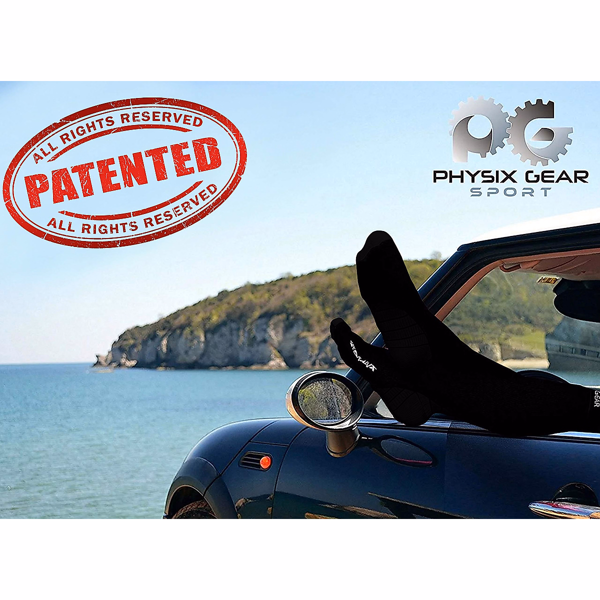 Physix Gear Compression Socks - Best Men & Womens Compression Socks for Circulation, Running, Nurses, Athletic Use Sock Compression, Blood Pressure Socks, Calcetines de Compresion, All, Black, L/XL