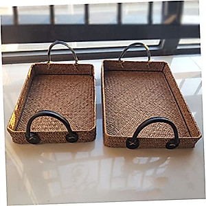 Cabilock 2pcs Handwoven Seagrass Storage Basket Small Woven Basket for Wedding Bathroom Kitchen Supplies