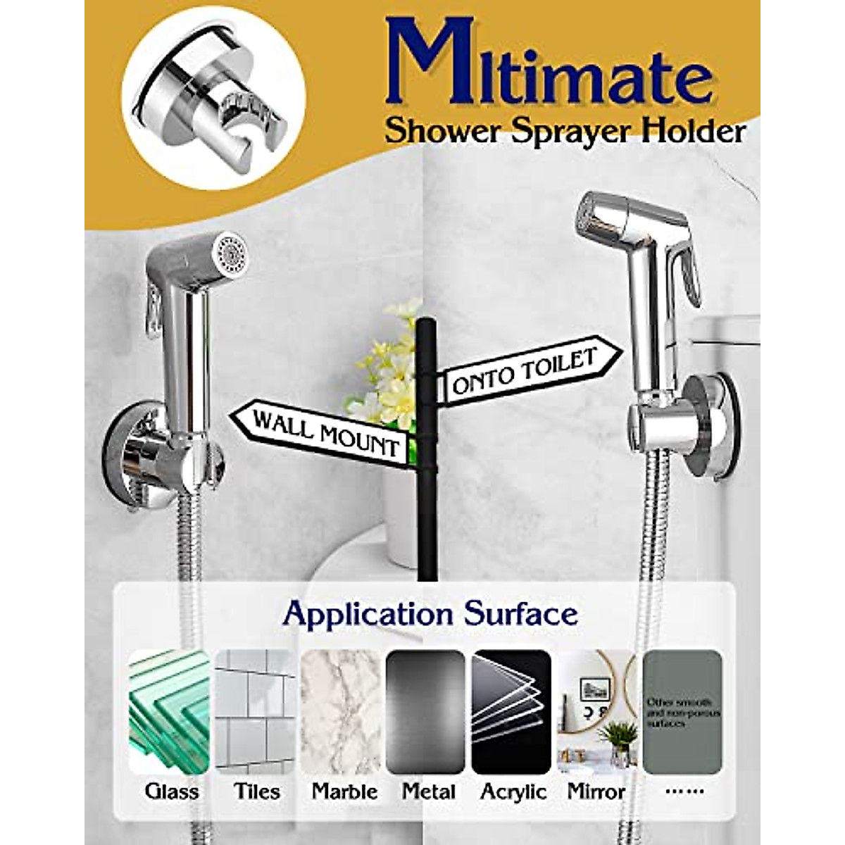 4 Mode Handheld Bidet Sprayer for Toilet Kit (Chrome) - Toilet Bidet Handheld Sprayer,Handheld Bidet for Personal Hygiene,Stainless Steel Bidet Hose,Brass T-Valve,Baby Cloth Diaper Sprayer