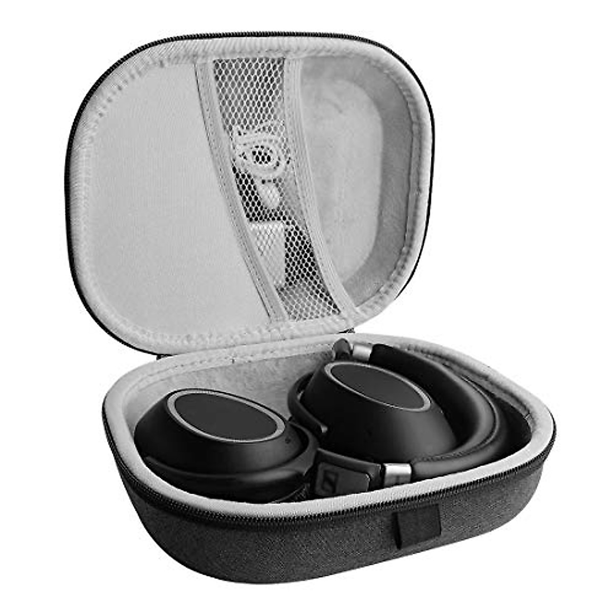 Geekria Shield Headphones Case Compatible with Sennheiser PXC 550-II Wireless, PXC 550, PXC 480 Case, Replacement Hard Shell Travel Carrying Bag with Cable Storage (Dark Grey)