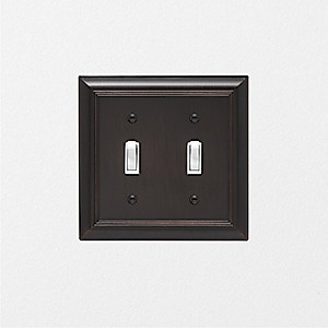 Amazon Basics Double Toggle Light Switch Wall Plate, Oil Rubbed Bronze, Set of 2
