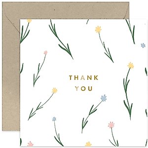 Old English Co. Thank You Card for Them - Floral Gold Foil Thank You Card for Him or Her - Foliage Flower Grateful for Help and Support Card for Friends Family | Blank Inside with Envelope