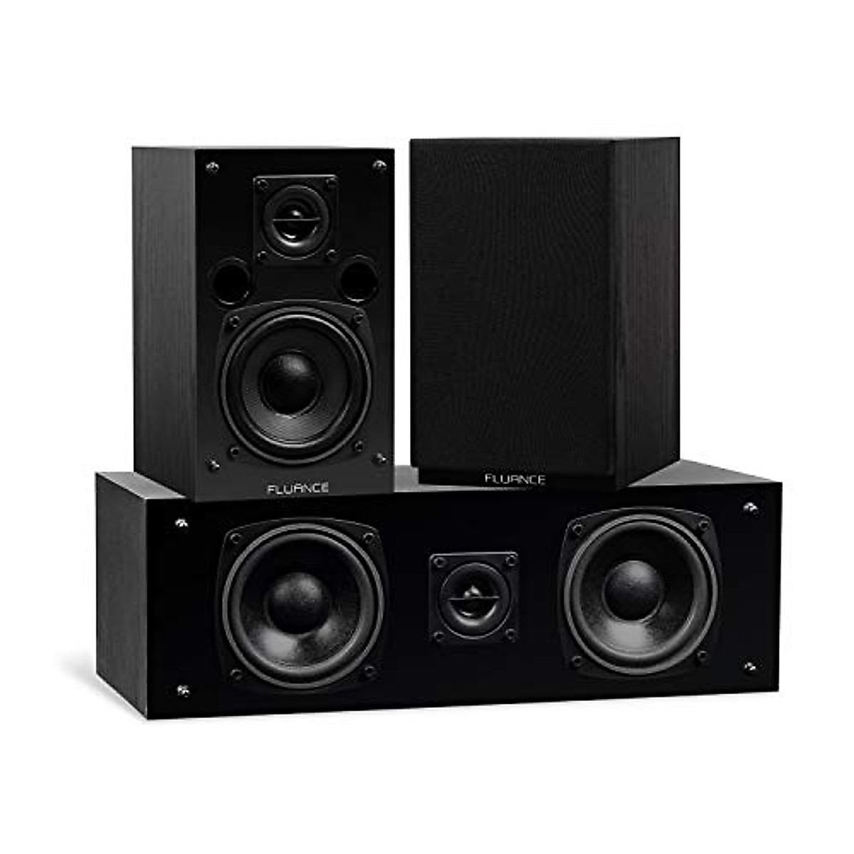 Fluance Elite High Definition Compact Surround Sound Home Theater 5.1 Channel Speaker System Including 2-Way Bookshelf, Center Channel, Rear Surrounds and DB10 Subwoofer - Black Ash (SX51BC)