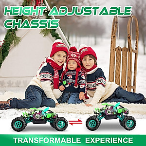 Holyton Remote Control Cars, 1:12 Large Scale Dinosaur Monster RC Trucks, 4WD Liftable Chassis Off Road Rock Crawler for Kids, 2 Batteries for 60+ Minutes Play, RC Car Toys Gift for Boy & Girls