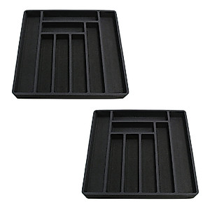 Polar Whale 2 Large Flatware Silverware Drawer Organizers for Cutlery Forks Knives Spoons Serving Utensils Non-Slip Premium Waterproof Tray Insert 19 x 18 Inches 8 Slot Extra Deep Pair Set