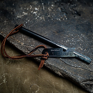 überleben Ferro Rod Fire Starter for Survival w/Multi-Tool Fire Striker, Lanyard - 8" Long, 1/2" Thick Fire Steel, 20,000 Strikes - Waterproof Flint and Steel - Camping Fire Starter Rod