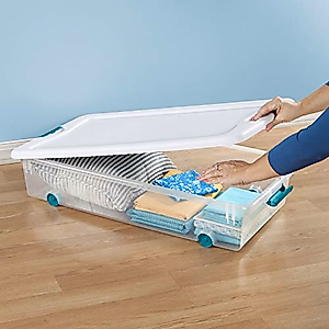 Sterilite 56 Qt./53 L Wheeled Latching Box Clears, Quart, White, 4 Piece