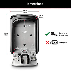 Master Lock Wall Mount Key Lock Box, Outdoor Wall Mounted Lock Box for House Keys, Key Safe with Combination Lock, 5 Key Capacity, 5401EC