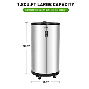 Fadidio 1.8 Cu.Ft Wine Cooler Refrigerator w/4 Universal Wheels,32℉-60.8℉ Digital Temperature Control,Beverage Fridge and Cooler for Soda,Beer or Wine,Freestanding Party Cooler for Home,Bar&Apartment