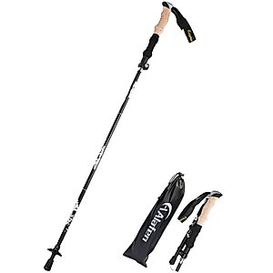 A ALAFEN Walking Stick - Collapsible Trekking Pole for Men and Women,7075 Aluminum Hiking Stick for Seniors, Black 1PC