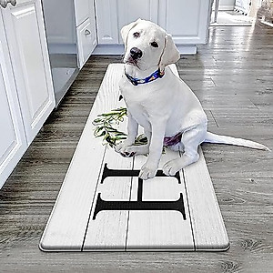 KIMODE Farmhouse Kitchen Runner Rug,17.3" x 59" Anti Fatigue Kitchen Mats for Floor Cushioned,Non-Skid Waterproof Comfort Thick Kitchen Floor Standing Mat for Front Sink,Laundry Room,Home