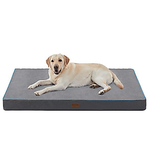 M Waterproof Dog Beds - Outdoor Dog Bed Washable with Oxford Fabric Surface, Egg Crate Orthopedic Foam Pet Bed up to 50lbs with Removable Cover, Machine Washable (Grey,30"x20"x4")