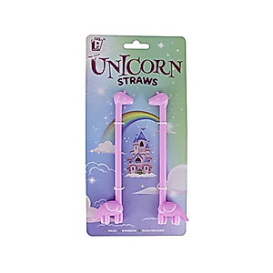 Paladone Unicorn Straws - Reusable Plastic Straws - Set of 2