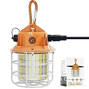 NS 60W Led Temporary Work Light 8700LM Construction Jobsite Lights 5000K Daylight White Portable Linkable Hanging Work Lights for Outdoor Indoor Garage Shop High Bay Warehouse Lighting