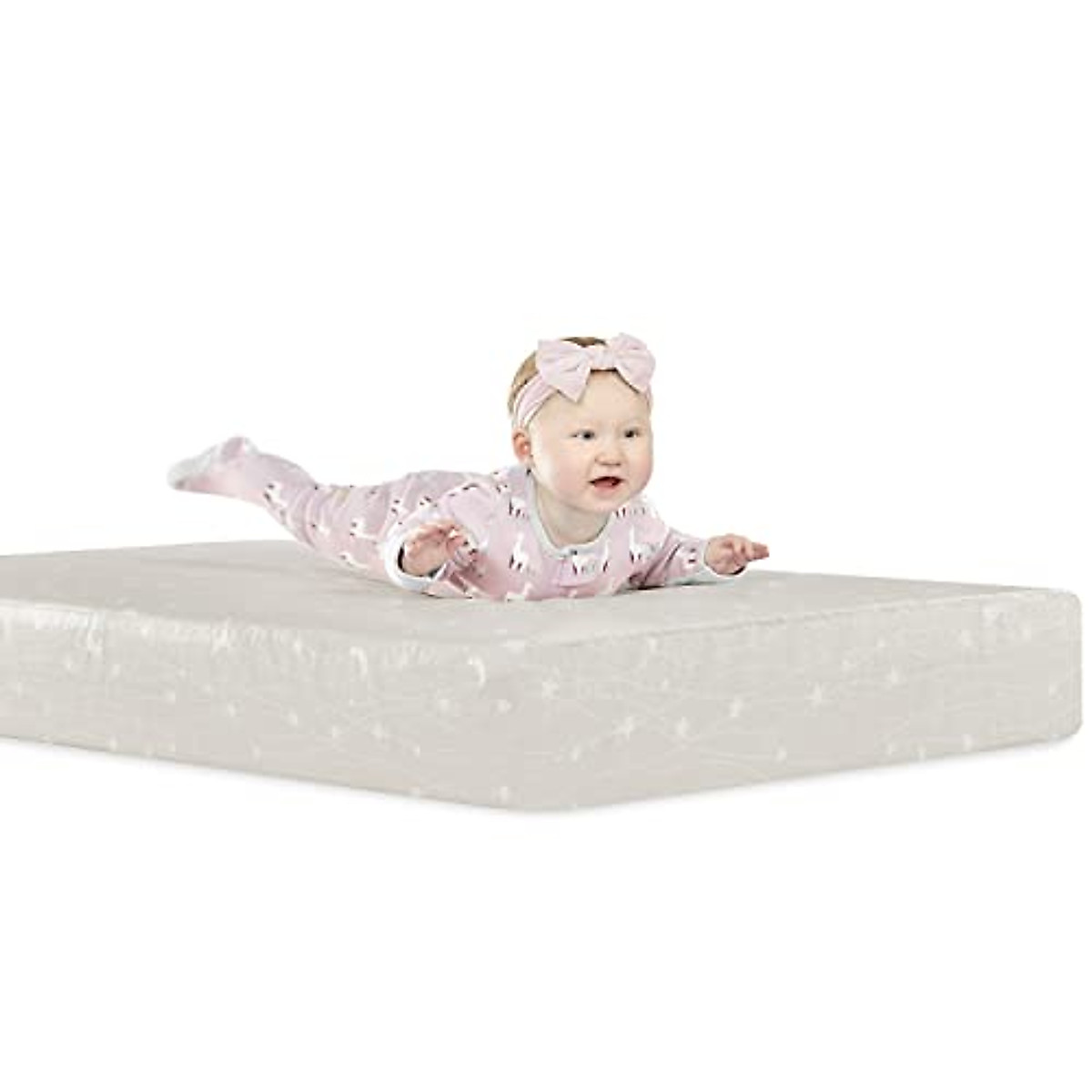 Dream On Me Sparkling Dreams 2 in 1 Crib and Toddler Mattress, Grey Waterproof Vinyl Cover, Greenguard Gold and JPMA Certified, Copper-Infused Toddler Layer, Maximum Support and Safety