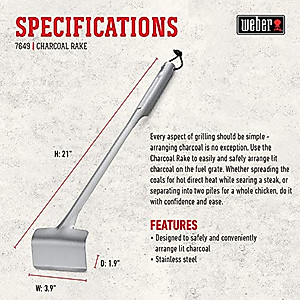 Weber Charcoal Rake, 21in x 3.9in x 1.9in