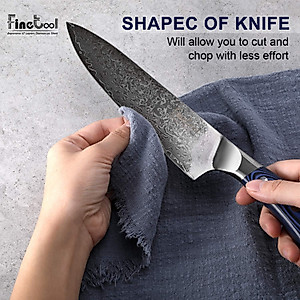 Chef Knives,FineTool 8 inch Professional Kitchen Knife Japanese Damascus VG10 67 Layer Stainless Steel Knives with Ultra Sharp Blue Micarta Handle