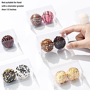 SLShePack 45 Pack 3 1/8"x1½"x1½" Plastic Clear Truffle Boxes Packaging 2 Chocolate Boxes Wedding Favor Caramels Boxes Candy Gift Boxes little glass bears boxes treat boxes （Pay Attention To Size）