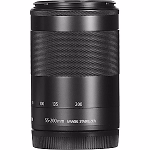 Canon EF-M 55-200mm f/4.5-6.3 is STM Lens (Black) (9517B002) + Filter Kit + Backpack + 64GB Card + Card Reader + Flex Tripod + Memory Wallet + Cap Keeper + Cleaning Kit + Hand Strap + More (Renewed)