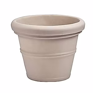 Crescent Garden Brunello Planter, Classic Rolled-Rim Plant Pot, 27-Inch (Weathered Stone)