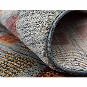 Unique Loom Fars Collection Modern Classic Geometric Tribal Inspired Design Area Rug, Rectangular 7' 1" x 10' 0", Light Blue/Navy Blue