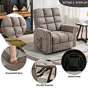 ANJ Oversized Rocker Recliner Chair with Massage and Heat, Manual Overstuffed Swivel Recliners for Big Man, Large Glider Rocking Reclining Chairs for Living Room, Camel