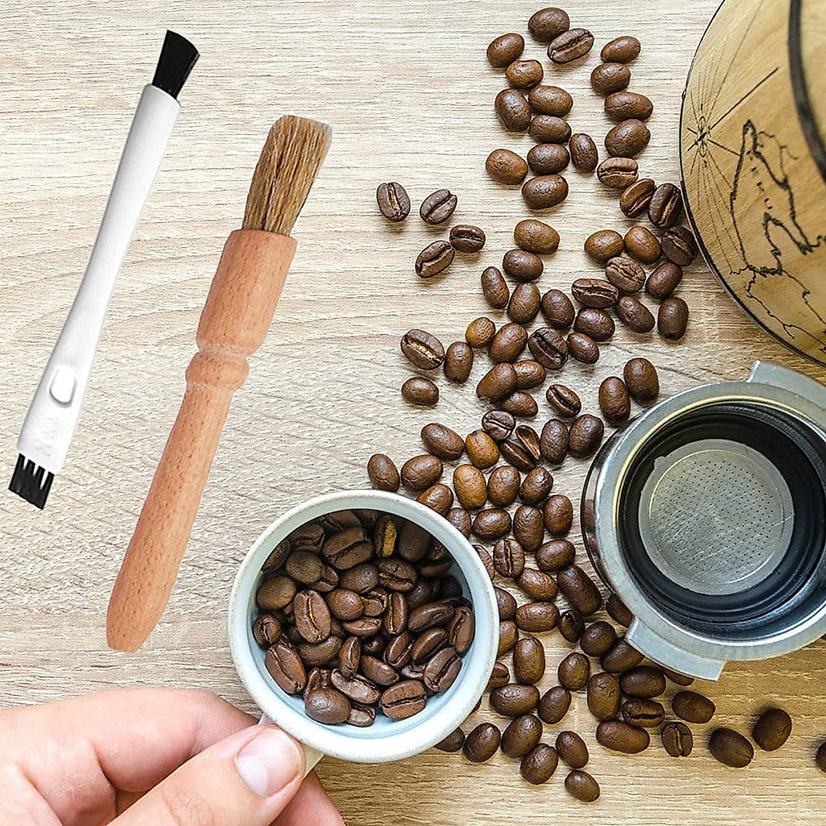 Coffee Brush Set Professional Espresso Brush Kit Include Wooden Coffee Grinder Machine Cleaning Brush and Nylon Espresso Brush for Coffee Machine Group Head (5)