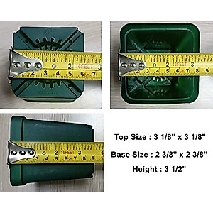 RooTrimmer 100-Pack 3.15 inch Square Plastic Seedling Nursery Pots for Small Succulents or Cacti Flower Pots Sturdy Reusable (Green, 8cm)