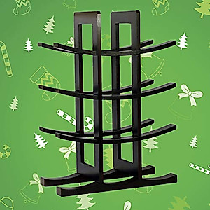WINOMO Bamboo Wine Rack Wooden Wooden Tiered Wine Rack Free Standing Countertop Wine Storage Shelf Wine Bottle Storage Rack Organizer Holder ( Black )