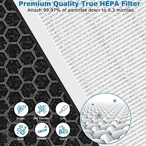 2 PACK True HEPA Vital 100 Replacement Filter with 4 Extra Pre-Filter Compatible with LEVOIT Air Purifier Vital 100 Air Purifier, 3-in-1 HEPA Filter, Part Vital 100-RF(NOT Fit for Vital 100S)